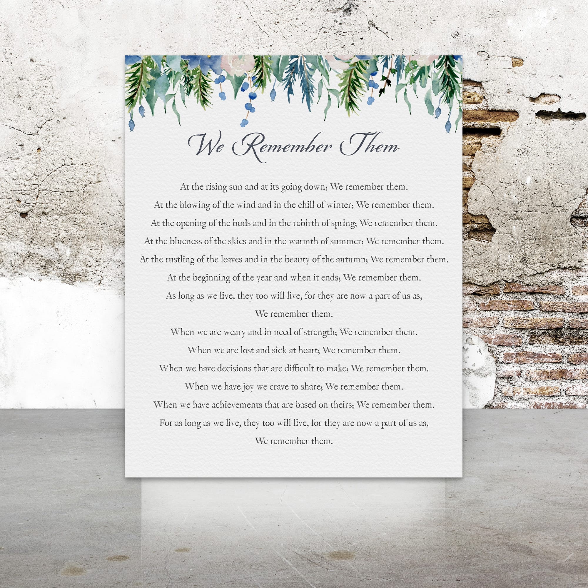 We Remember Them Tribute Print - Loss of Loved Ones Sympathy Gift - Etsy