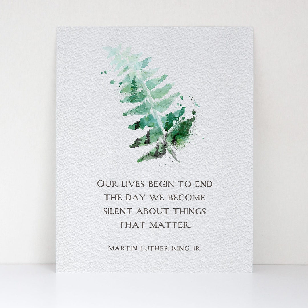 Martin Luther King Jr. Quote Print: Green Watercolor Leaf, Civil Rights ...