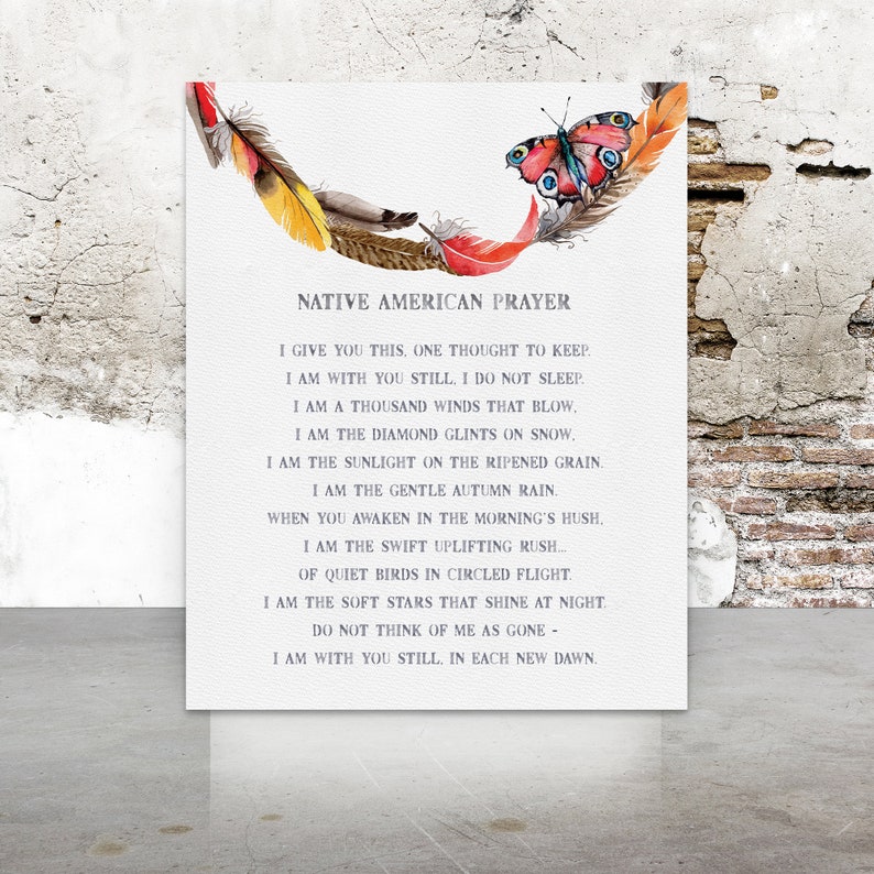 Native American Prayer Watercolor Butterfly and Feathers - Etsy