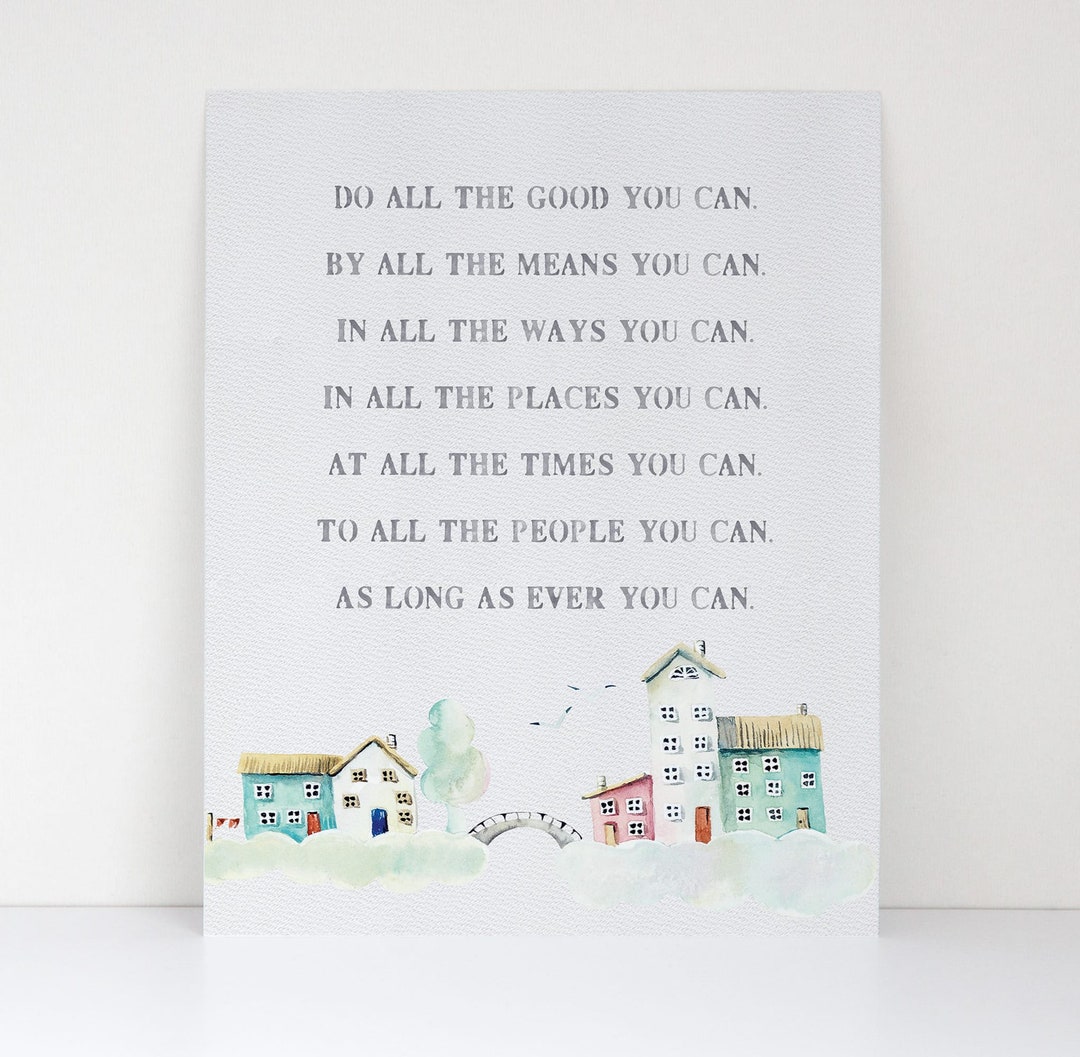 Watercolor Town Scene Art Print - Inspirational Quote, Personalized ...