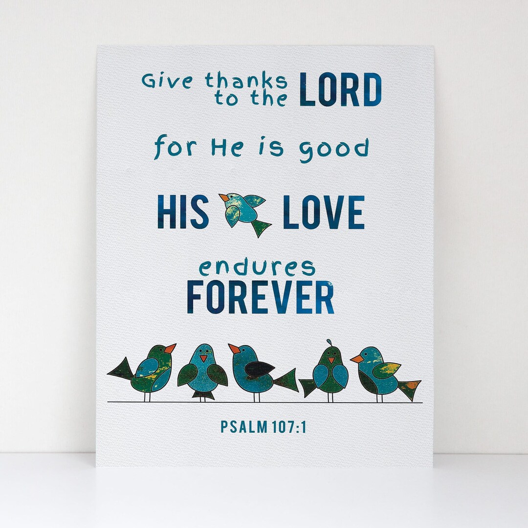 Psalm 107 Bible Verse Art Print: Adorable Birds on a Wire Christian ...