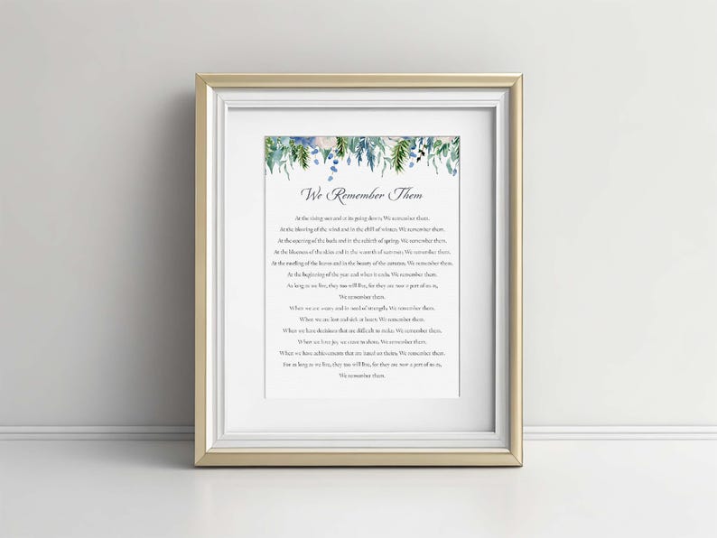 We Remember Them Tribute Print - Loss of Loved Ones Sympathy Gift - Etsy