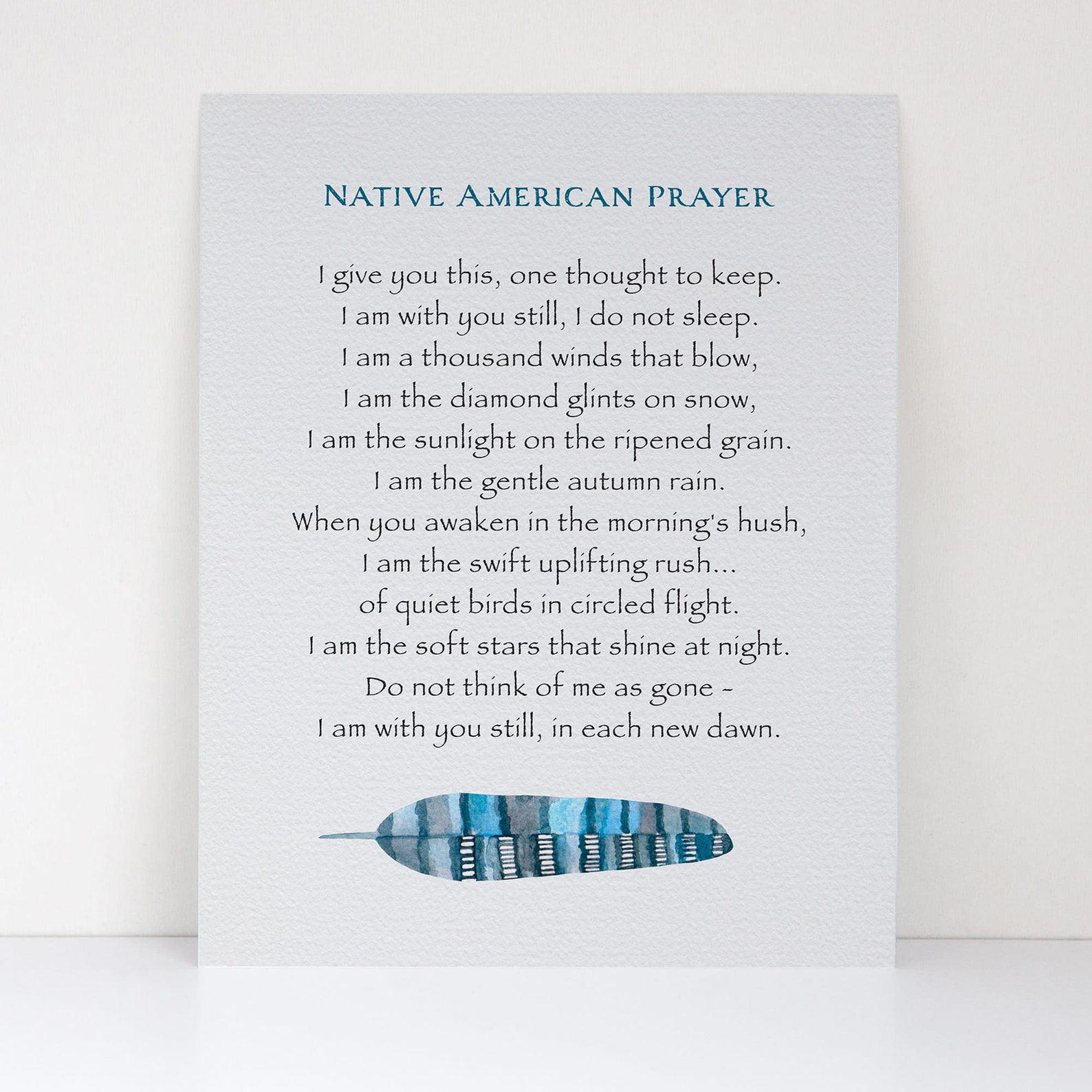 Native American Prayer Art Blue Feather Watercolor Fine Art - Etsy
