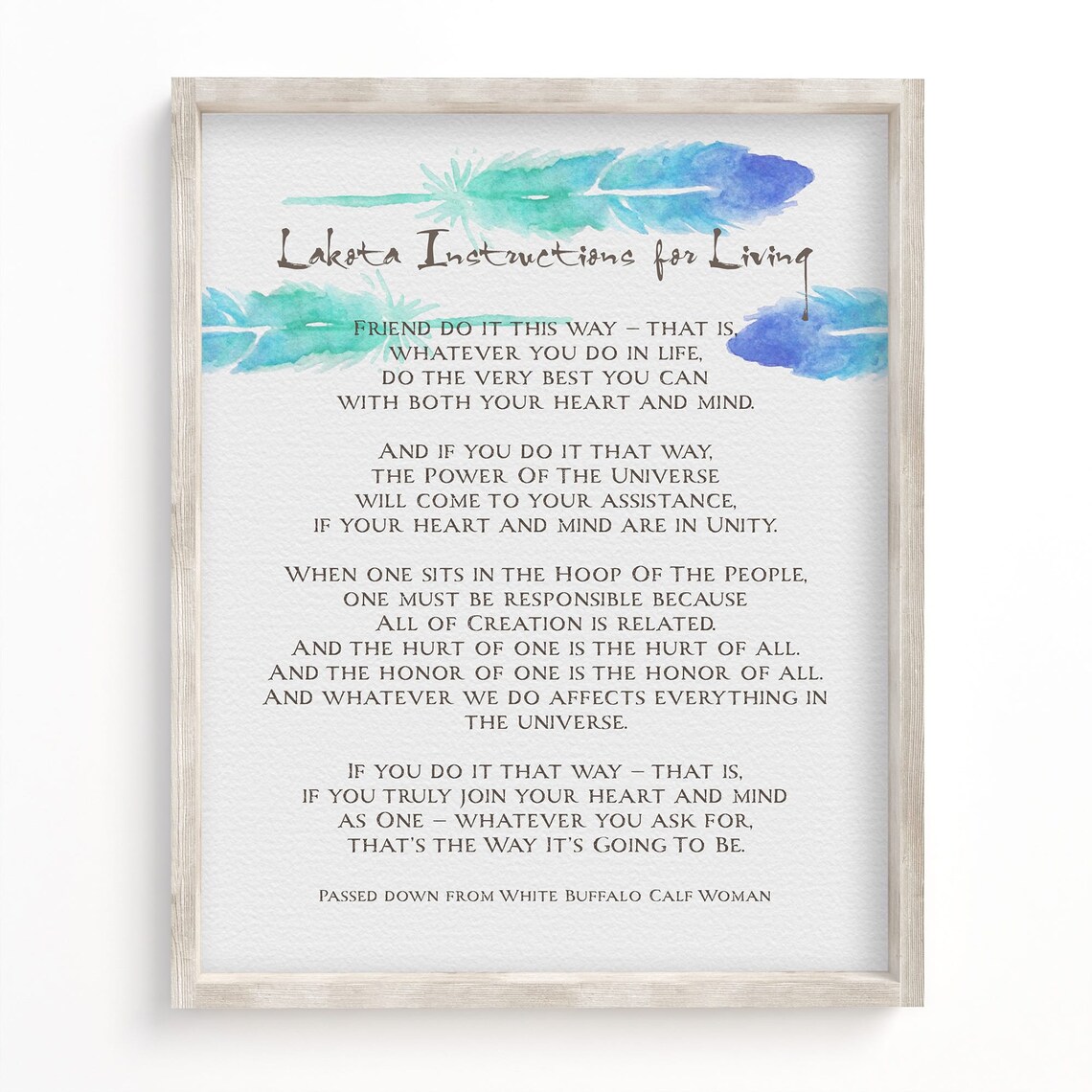 Lakota Instructions for Living Native American Wisdom Art | Etsy