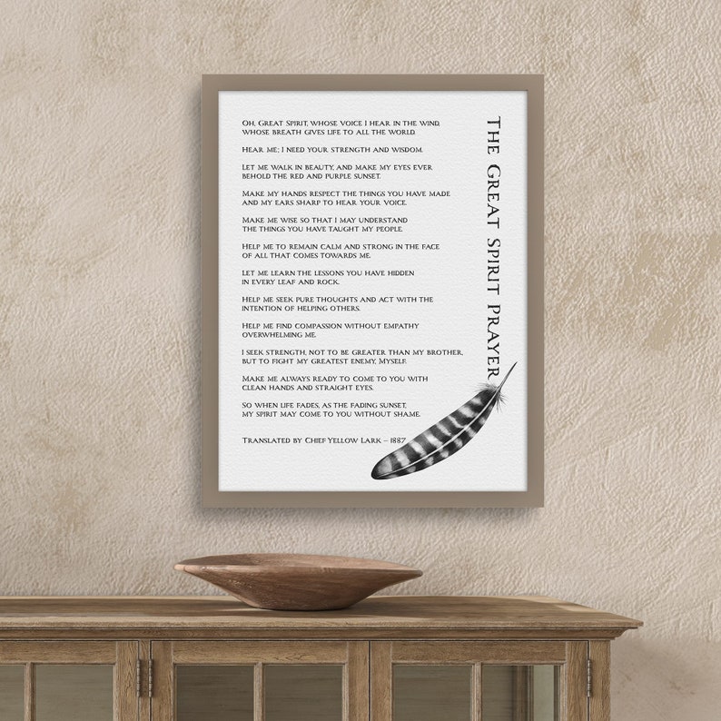 The Great Spirit Prayer Poster Print Chief Yellow Lark - Etsy UK