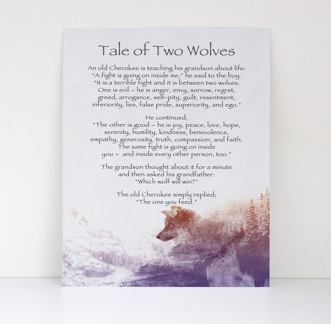Tale of Two Wolves Print: Thought Provoking - Spiritual Wisdom Art - Etsy