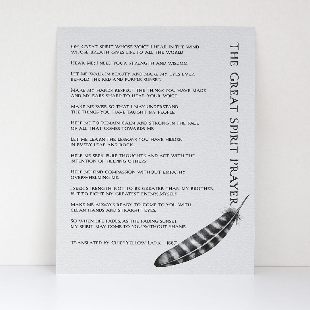 Native American Prayer Art Print: Chief Yellow Lark Quote, Spiritual ...