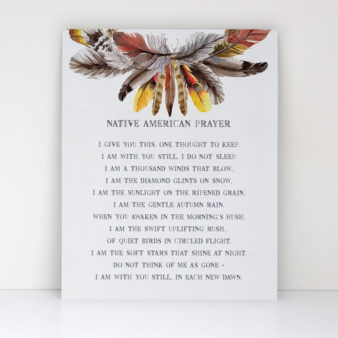 Native American Prayer Poem Art Print: Watercolor Feathers, Spiritual ...