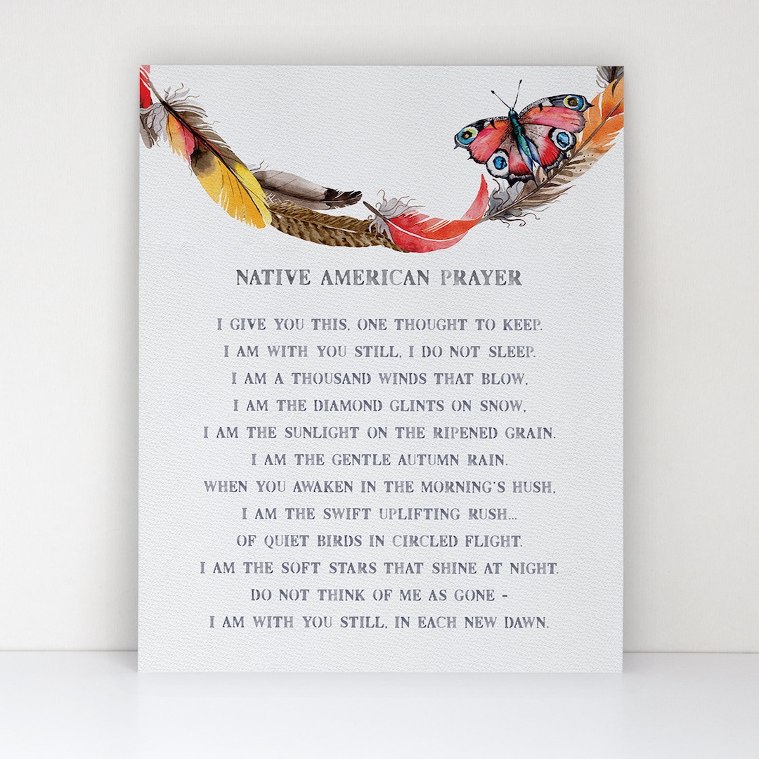 Spiritual Comforting Native American Prayer Art Print - Wild Butterfly ...