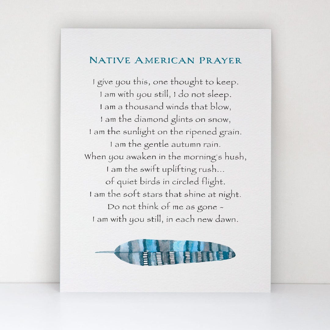 Native American Prayer - Spiritual Saying Watercolor Feather Fine Art ...