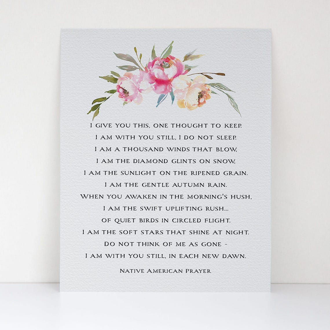Native American Sympathy Cards: Watercolor Floral Prayer Notecards, Set ...