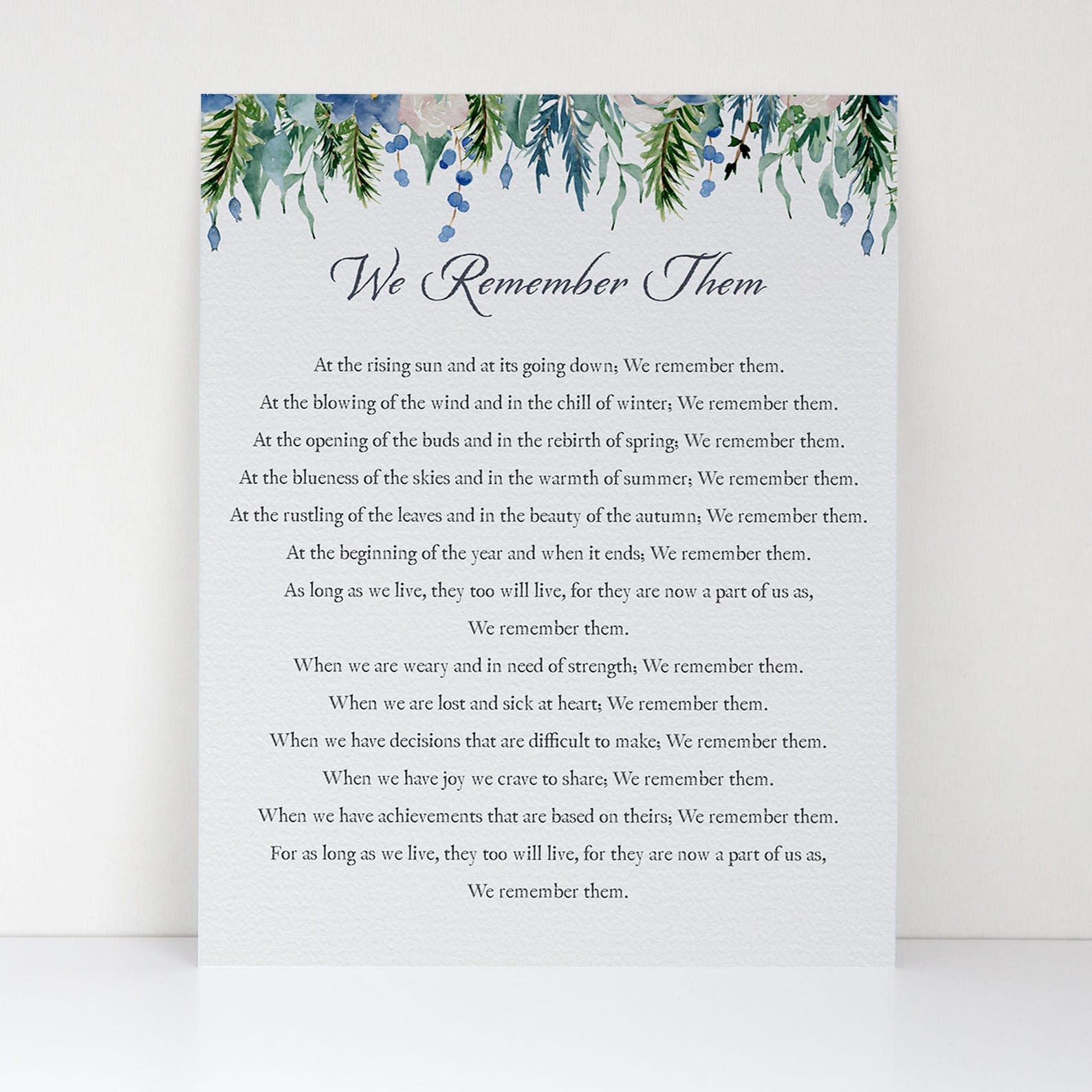 We Remember Them Tribute Print - Loss of Loved Ones Sympathy Gift - Etsy