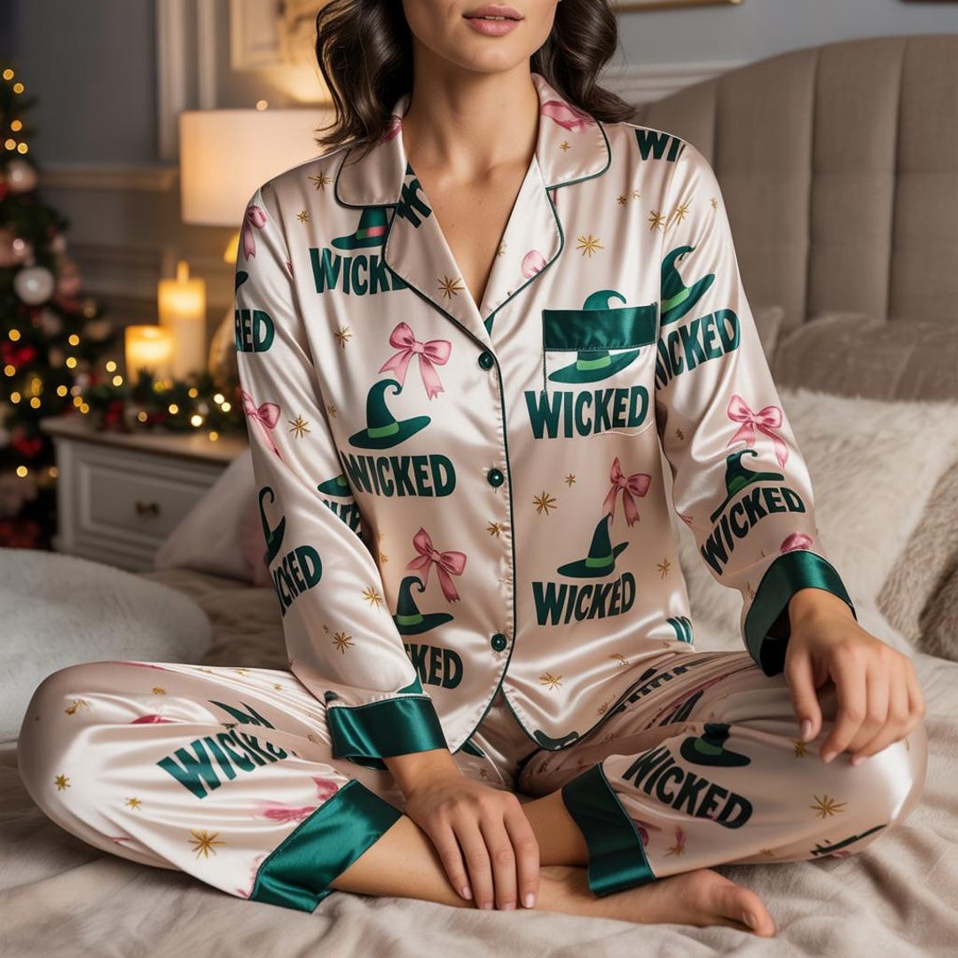 Coquette Wicked Satin Pajamas Set, Wicked Pajamas, Wicked Musical Pjs ...