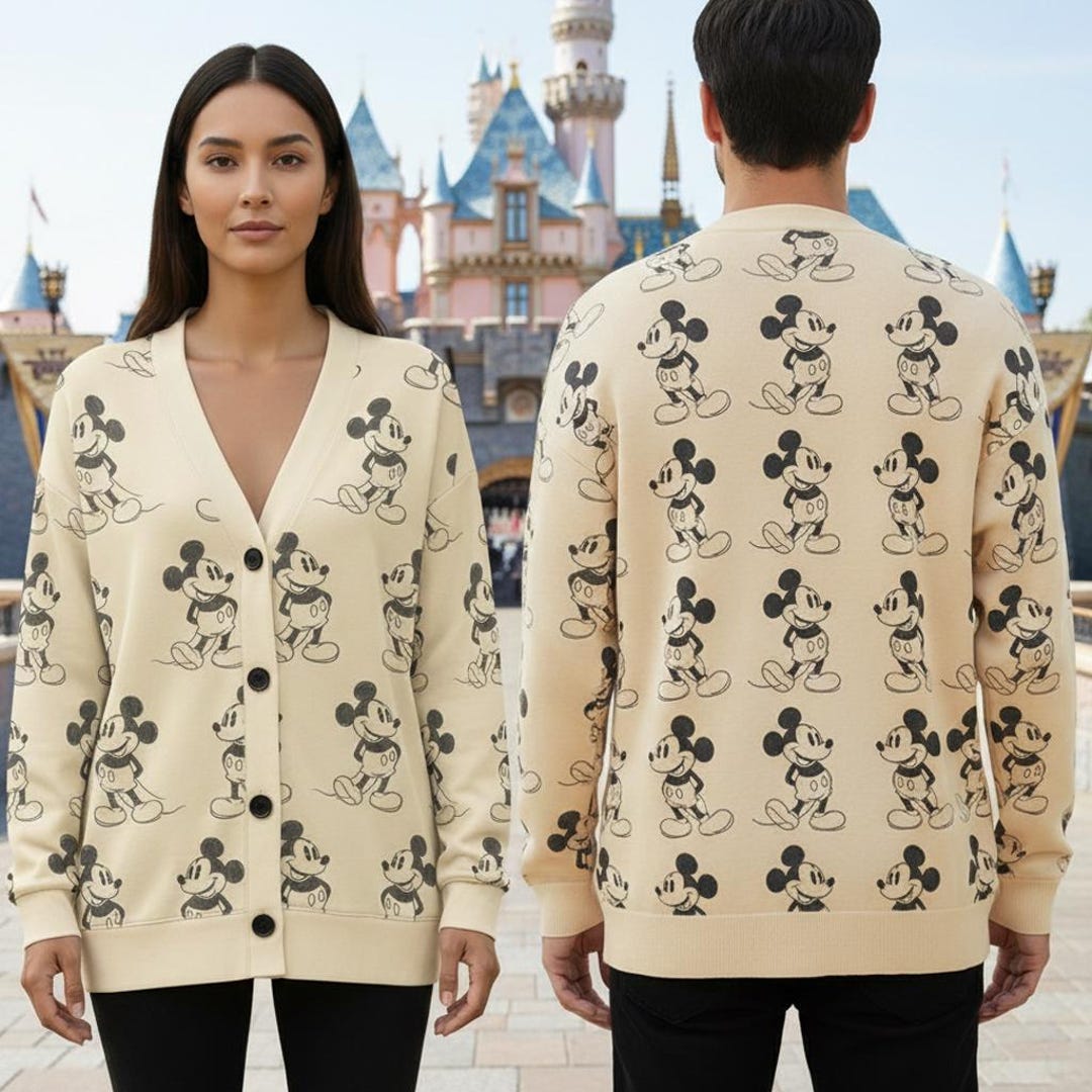 Retro Disney Mickey Mouse Cardigan, Disney Cardigan, Vintage Sketch ...