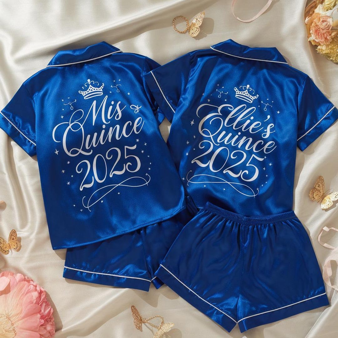 Quinceañera Silky Satin Pajamas Set, Girly Monogram Pjs, Birthday ...