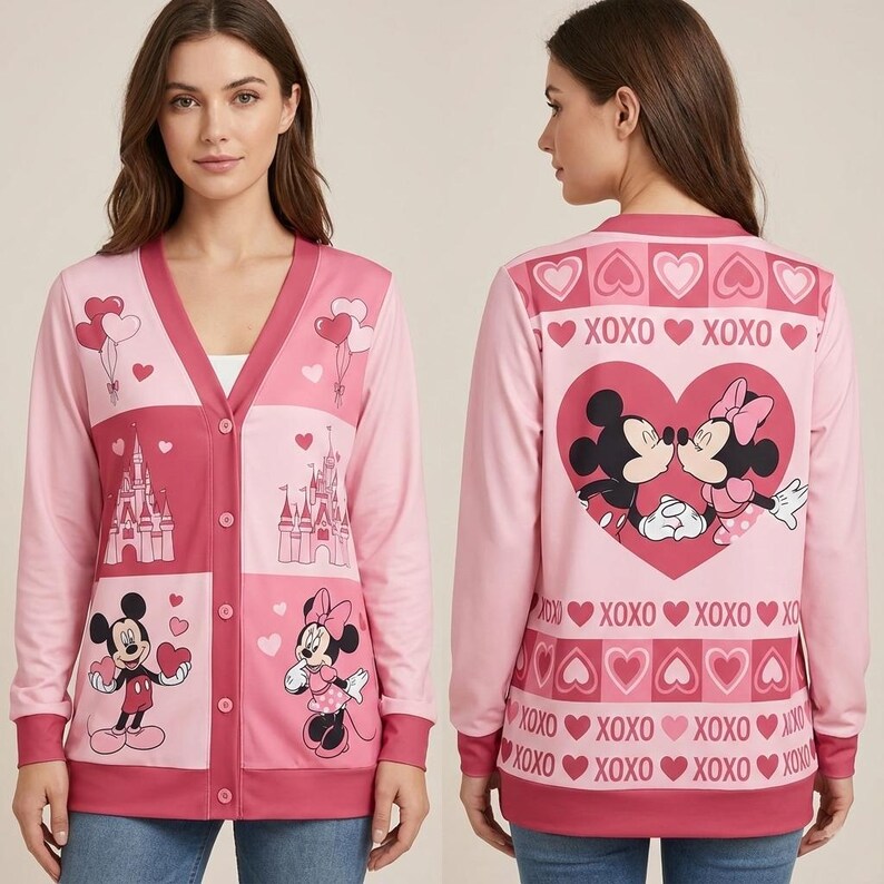 Disney Mickey and Minnie Cardigan, Mickey and Minnie Happy Valentine ...