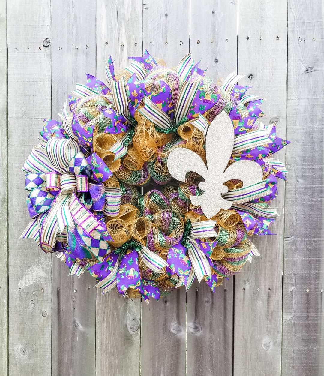 Mardi Gras Wreath. Fat Tuesday Decor, Mardi Gras Decor, Louisiana ...
