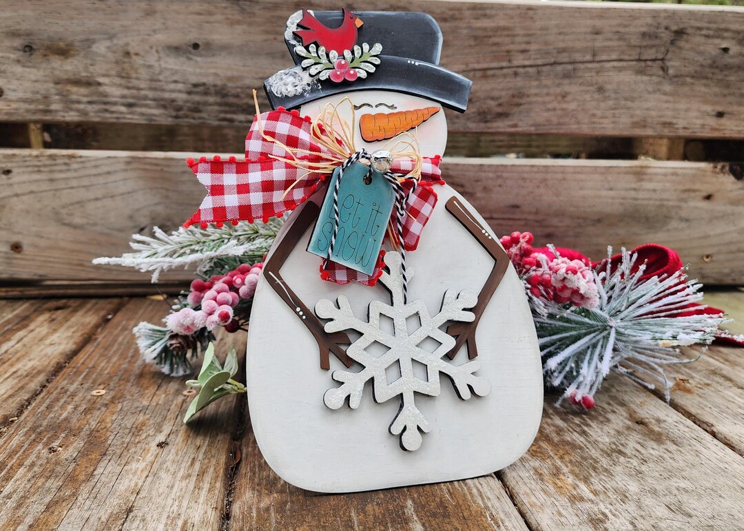 Winter Themed Shelf Sitter, Snowman Decor for Home, Snowman Shelf ...