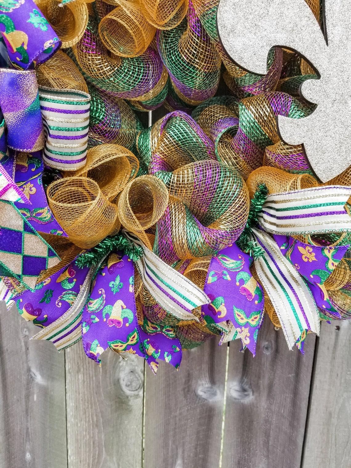 Mardi Gras Wreath. Fat Tuesday Decor Mardi Gras Decor | Etsy