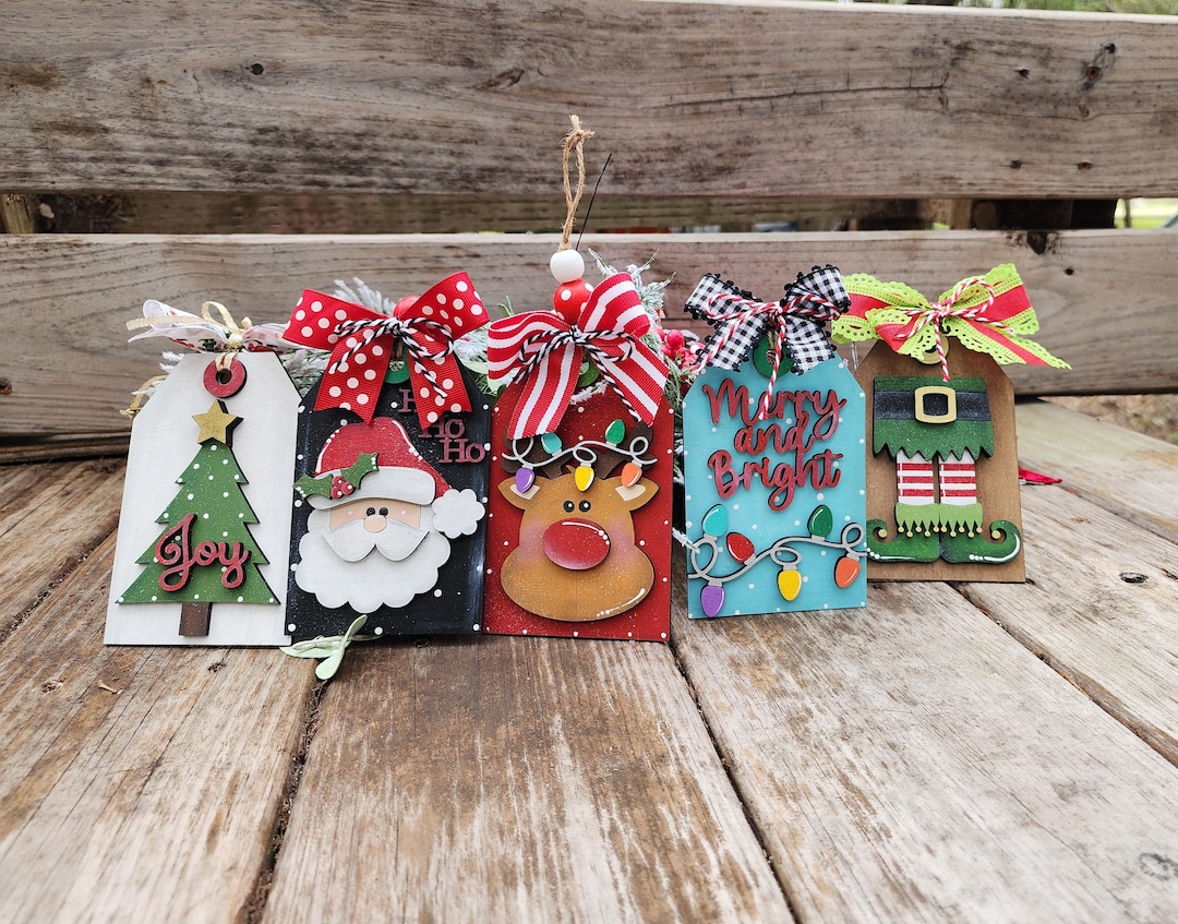 Whimsical Handmade Christmas Gift Tags – Set of 5 | Rustic Holiday Tags ...