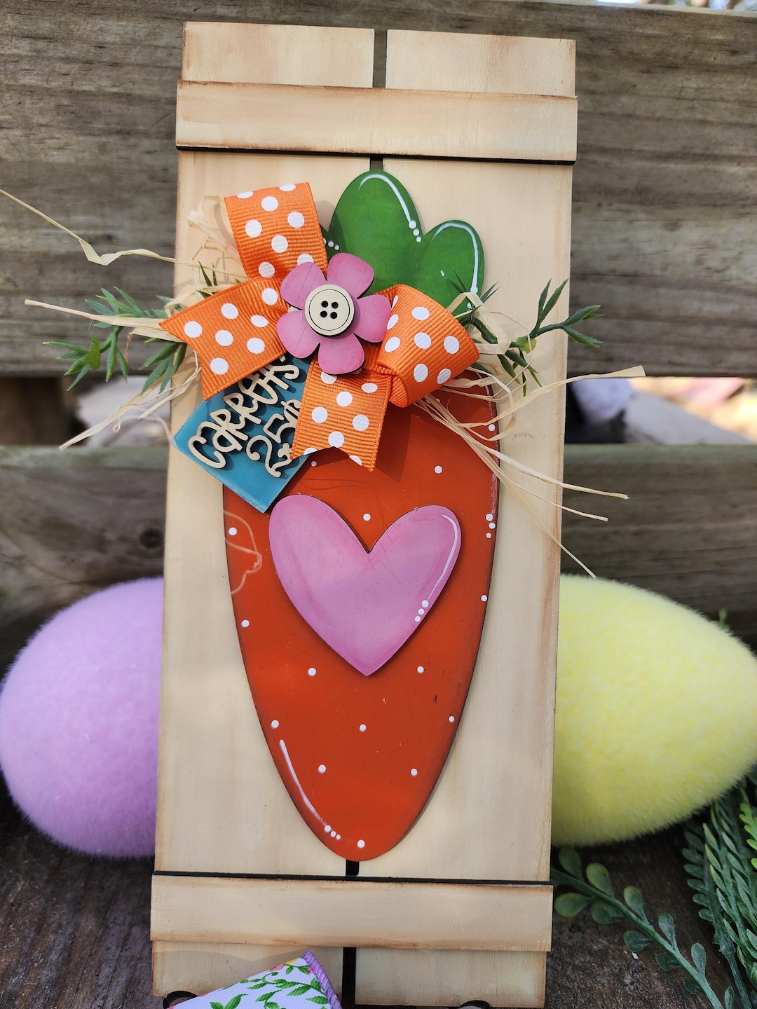 Whimsical Easter Carrot Shutter Sign, Rustic Spring Decor, Handmade ...
