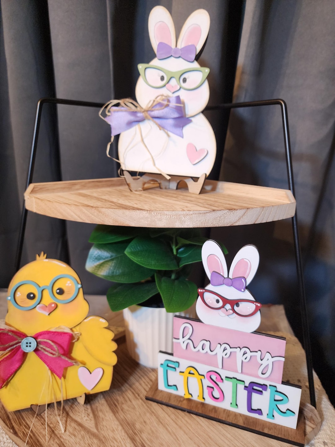 Easter Bunny Shelf Sitter, Wooden Bunny Decor, Spring Chick Figurine ...