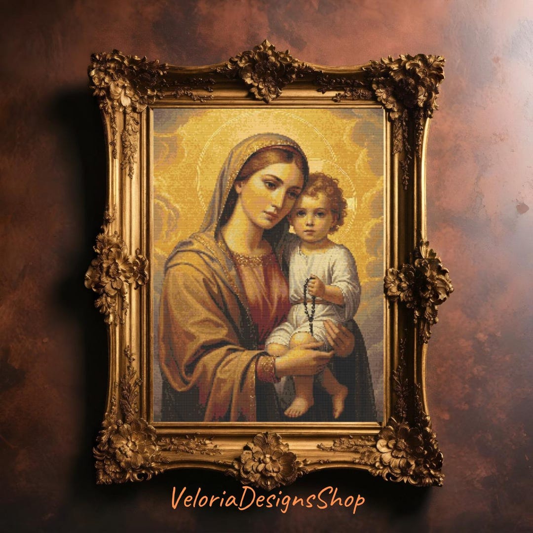 Virgin Mary and Child Cross Stitch Pattern | Religious Embroidery ...