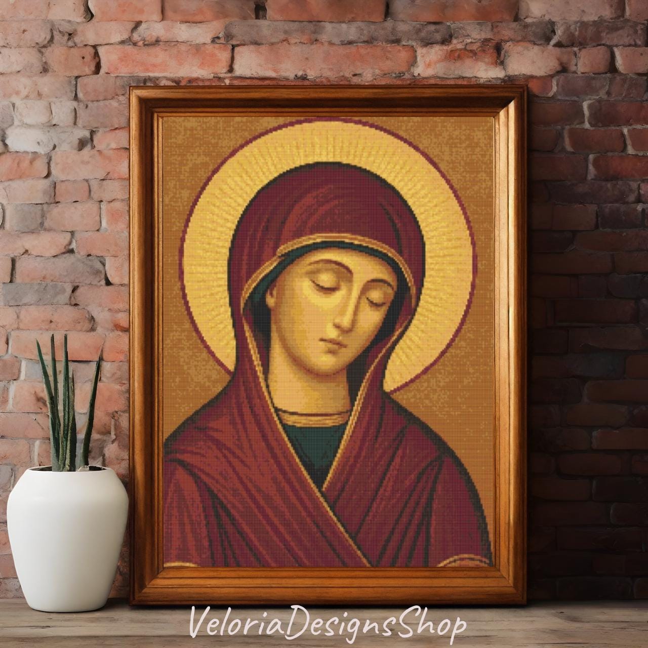 Virgin Mary Icon Cross Stitch Pattern | Religious Embroidery | Digital ...