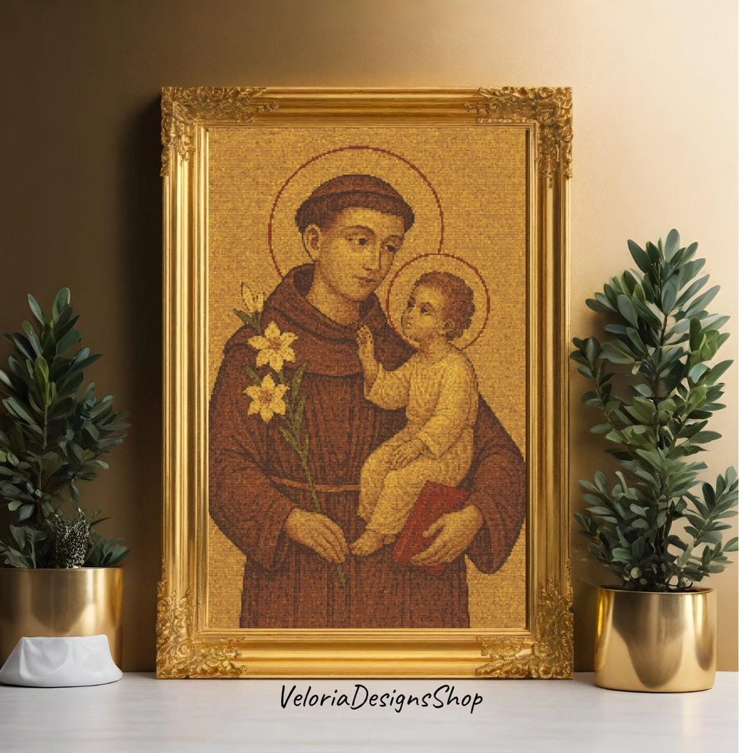 Saint Anthony Cross Stitch Pattern | Catholic Religious Embroidery ...