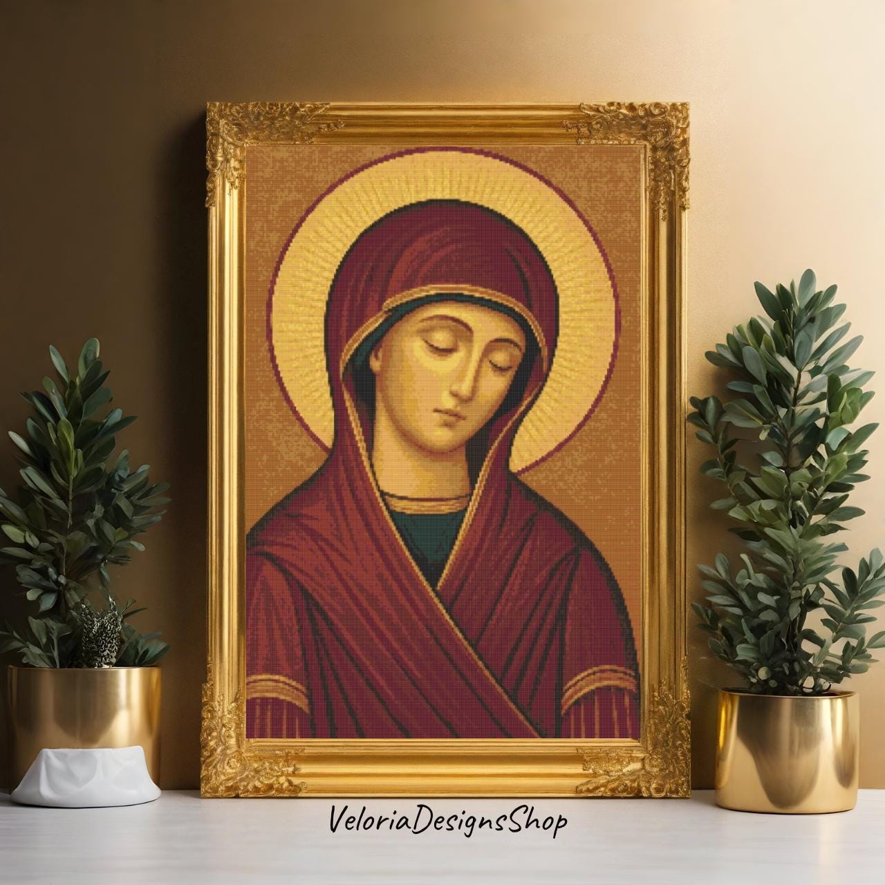 Virgin Mary Icon Cross Stitch Pattern | Religious Embroidery | Digital ...