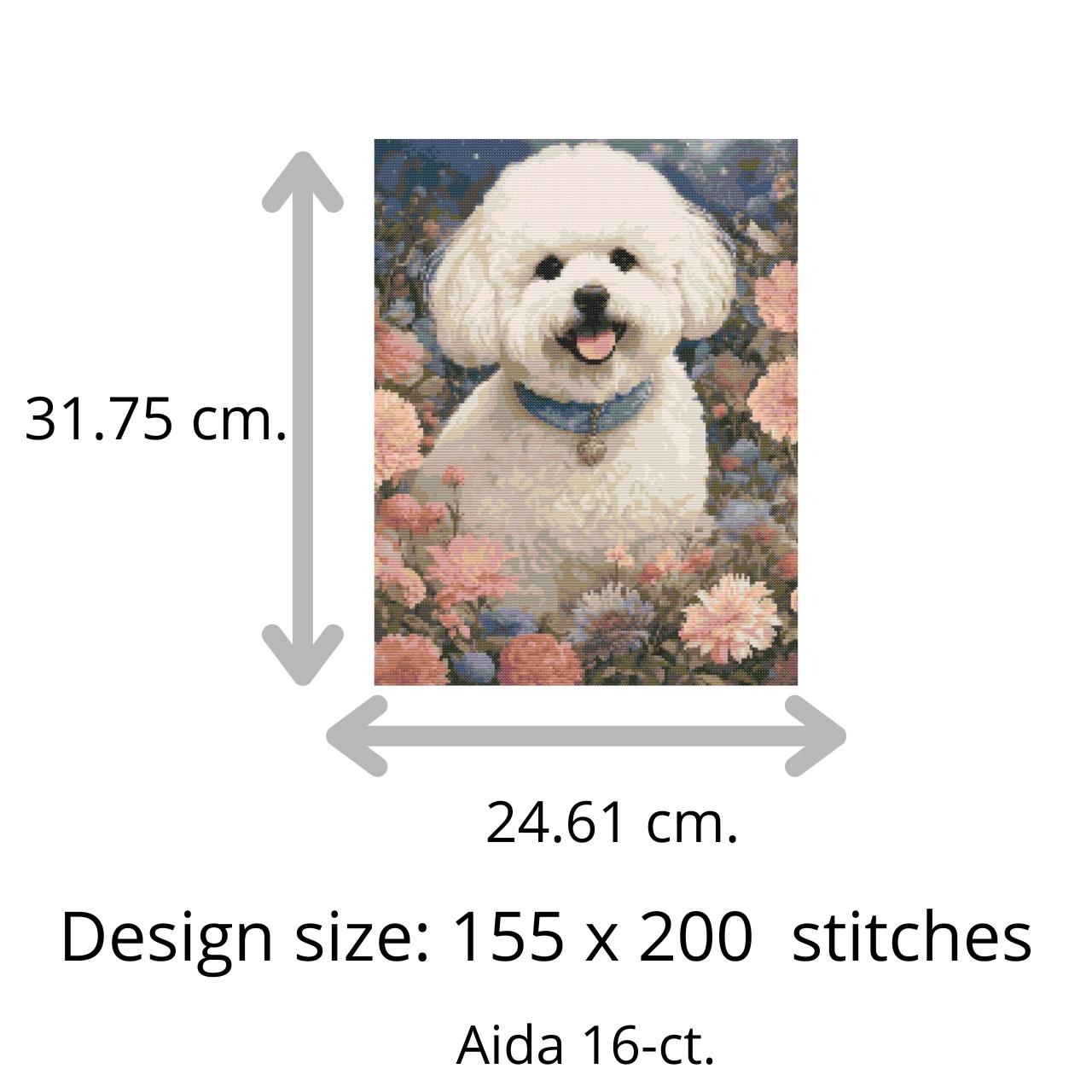 Maltipoo Dog in Flowers Cross Stitch Pattern | Floral Puppy Embroidery ...