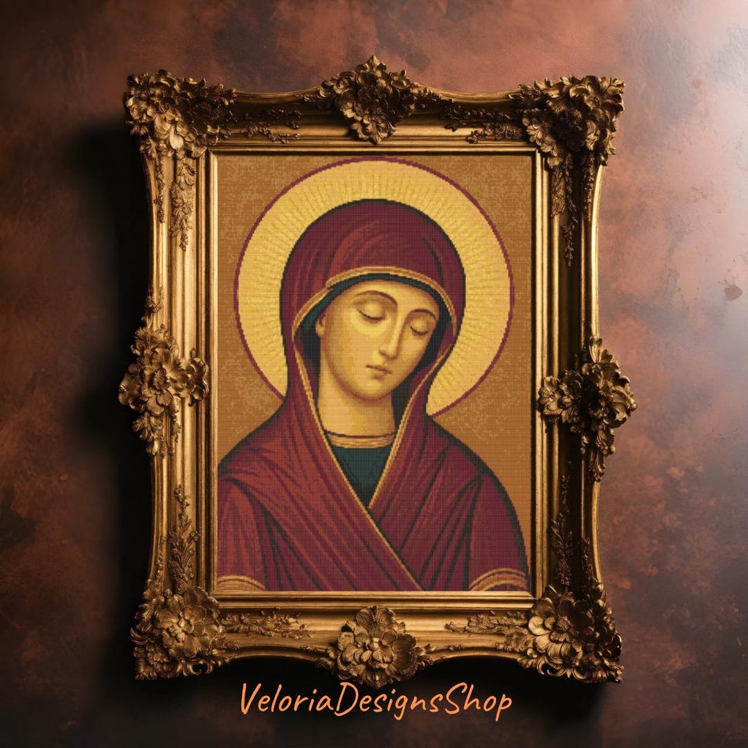 Virgin Mary Icon Cross Stitch Pattern | Religious Embroidery | Digital ...