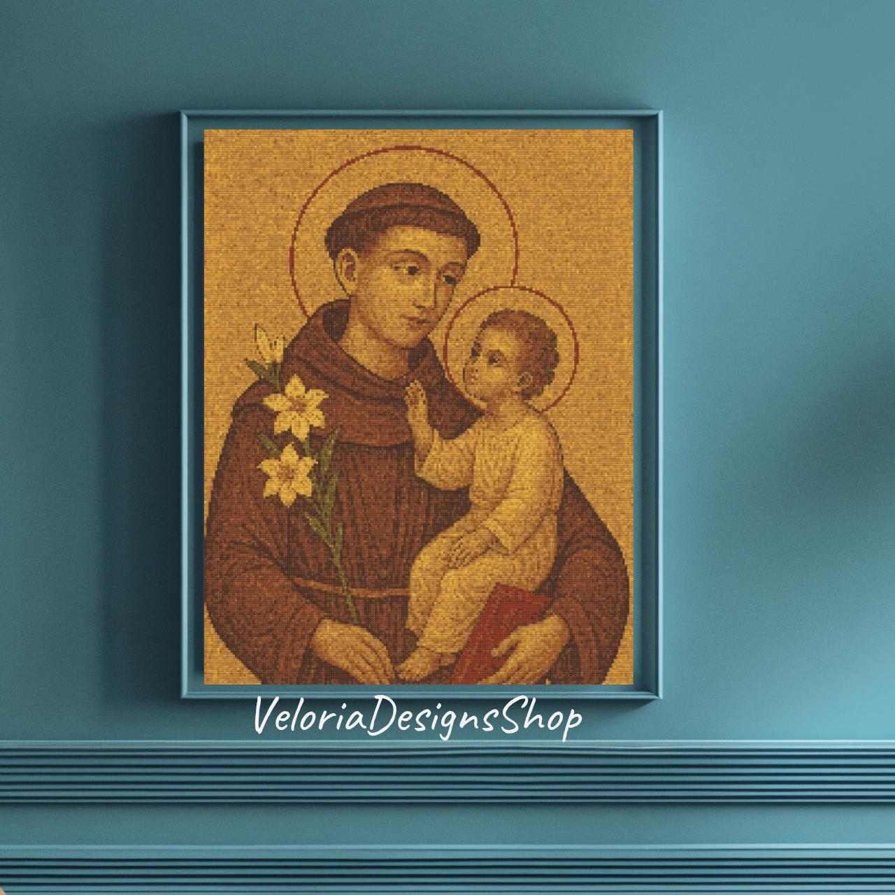Saint Anthony Cross Stitch Pattern | Catholic Religious Embroidery ...
