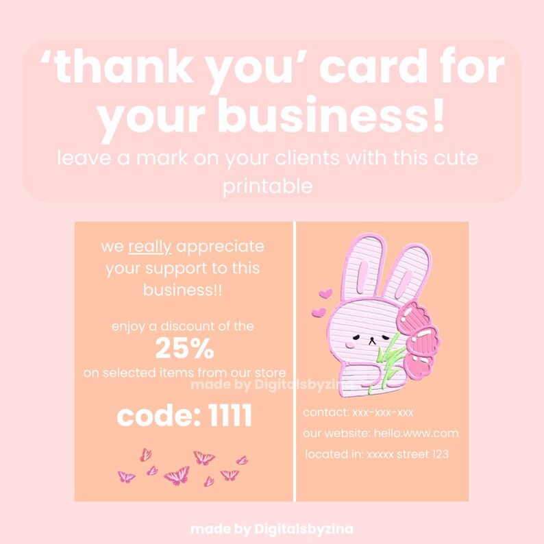 Customizable Digital Thank You Card – Cute & Editable Thank You Card ...