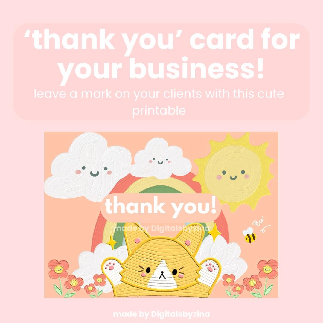 Customizable Digital Thank You Card – Cute & Editable Thank You Card ...