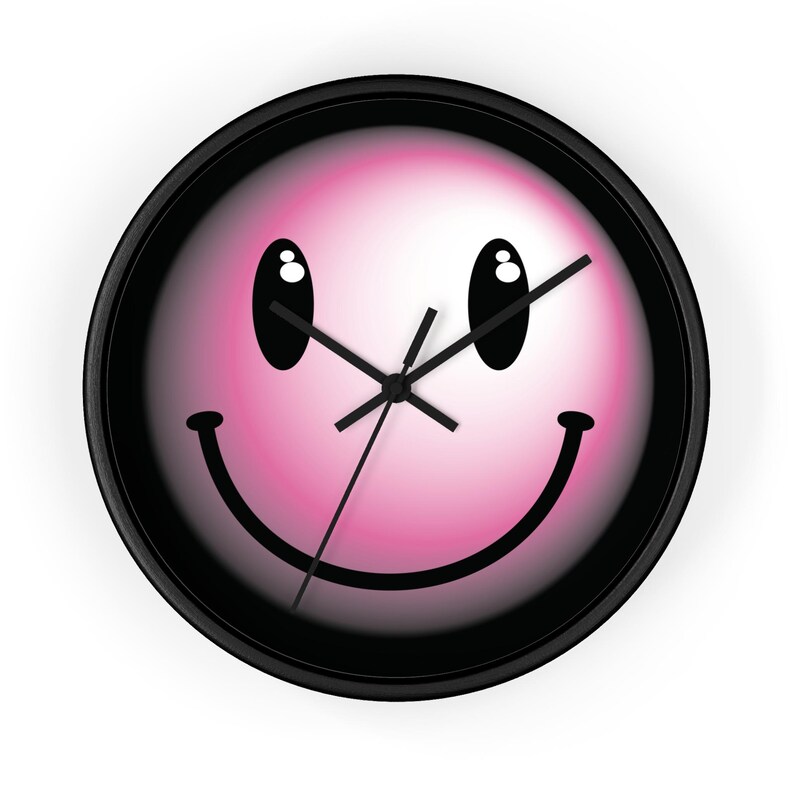 Smiley Face pink Wall Clock - Etsy