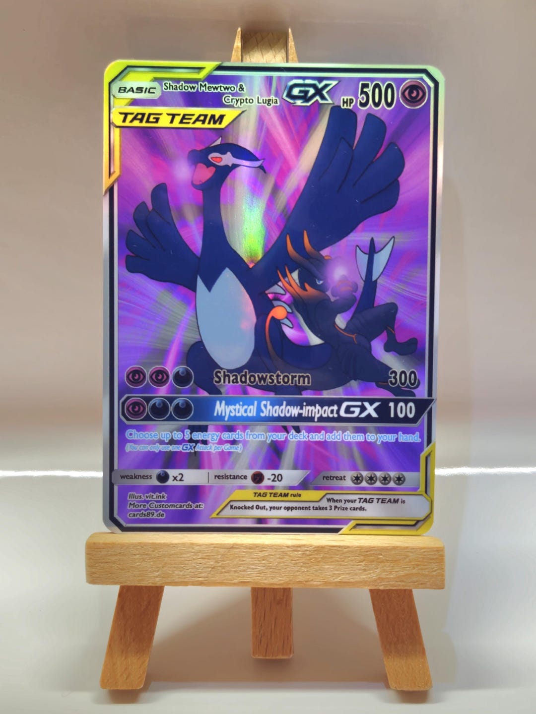 Shadow Mewtwo & Crypto Lugia Tag Team GX - Handmade in Holo - Pokemon ...