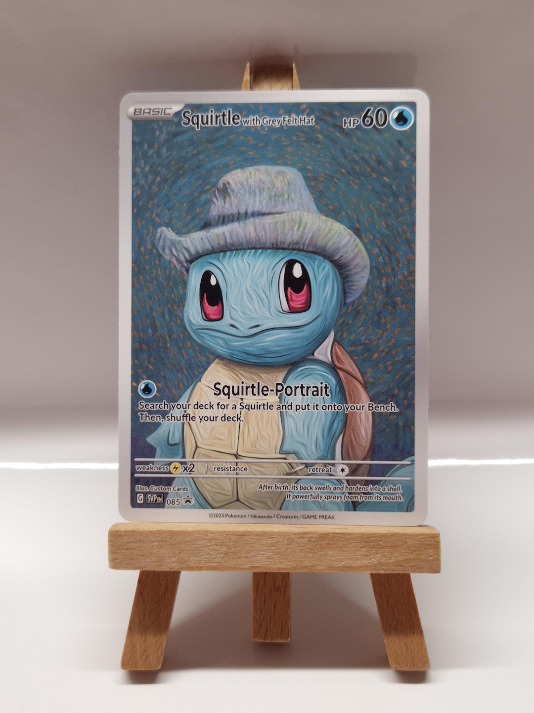 Squirtle / Squirtle Van Gogh Gray Felt Hat Art Non Holo Pokemon Custom ...