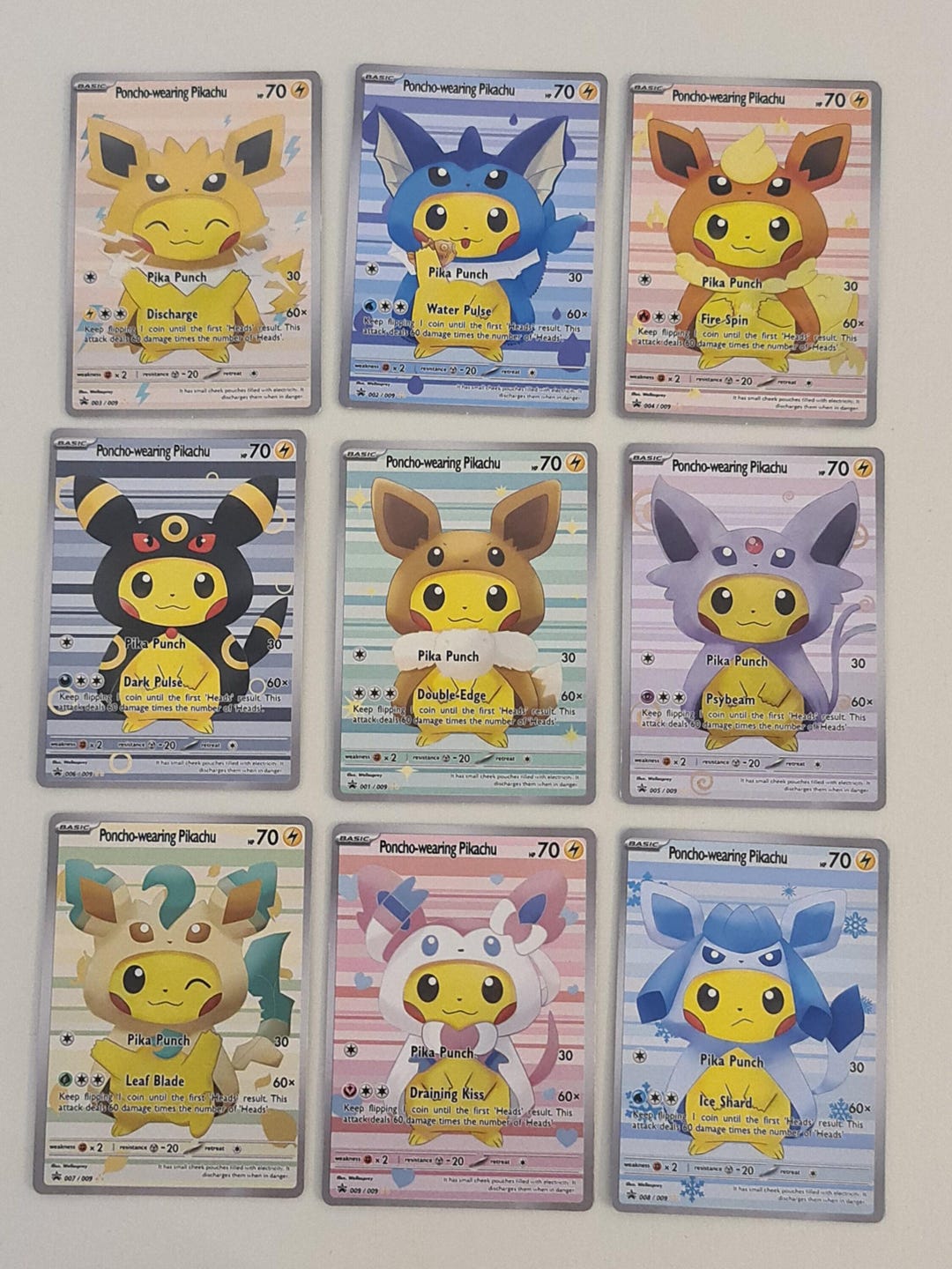 Pikachu Poncho Arts Eevee Eeveelution's Complete Card Set - Non Holo ...
