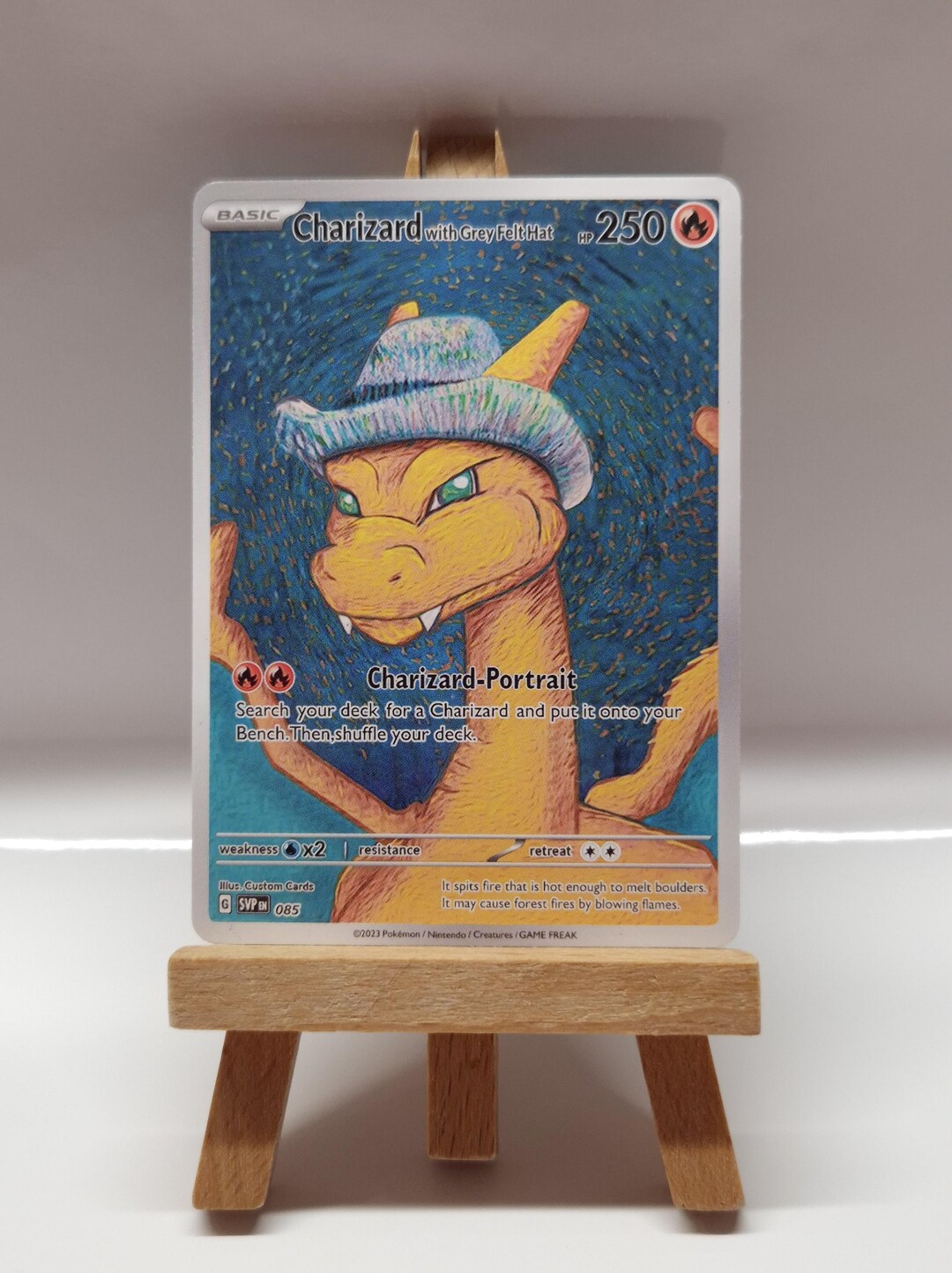 Charizard / Charizard Van Gogh Gray Felt Hat Art - Non Holo Pokemon ...