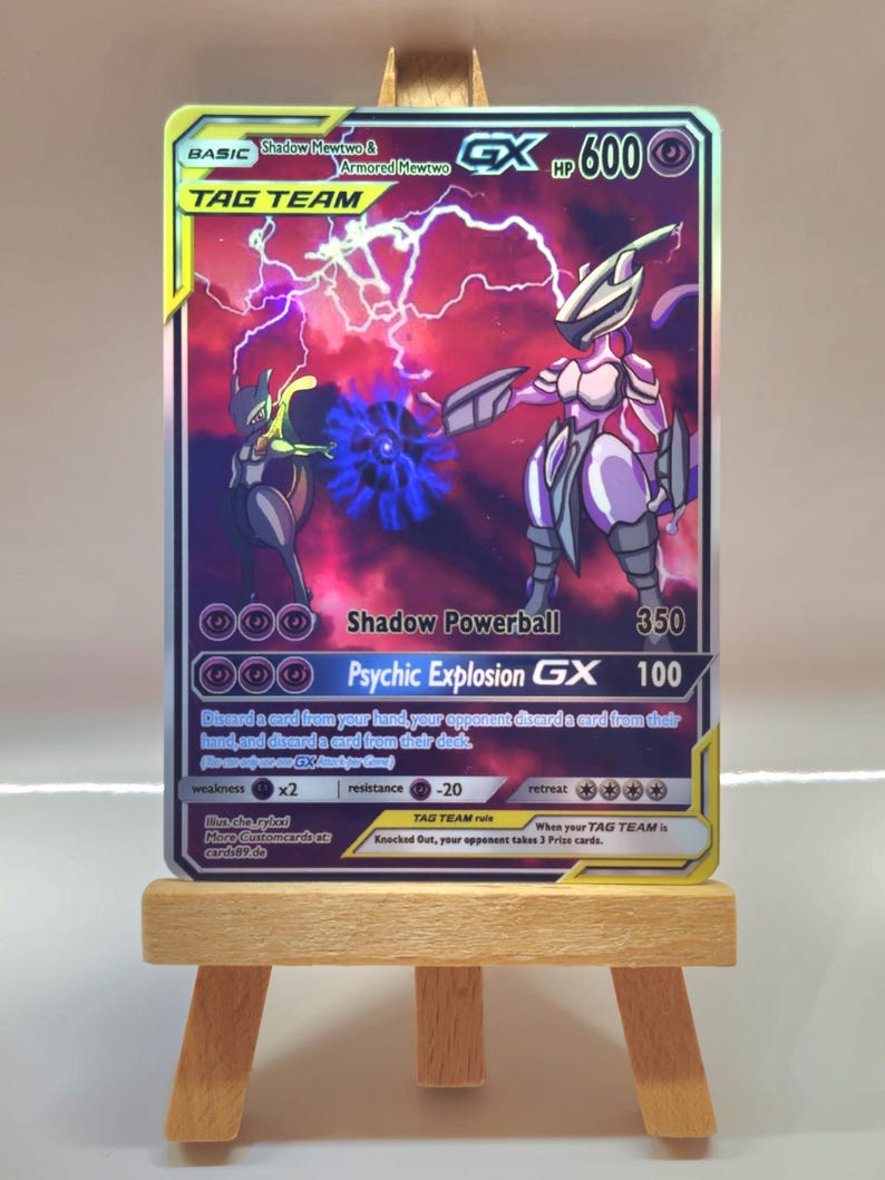 Shadow Mewtwo & Armored Mewtwo Tag Team GX - Handmade in Holo - Pokemon ...