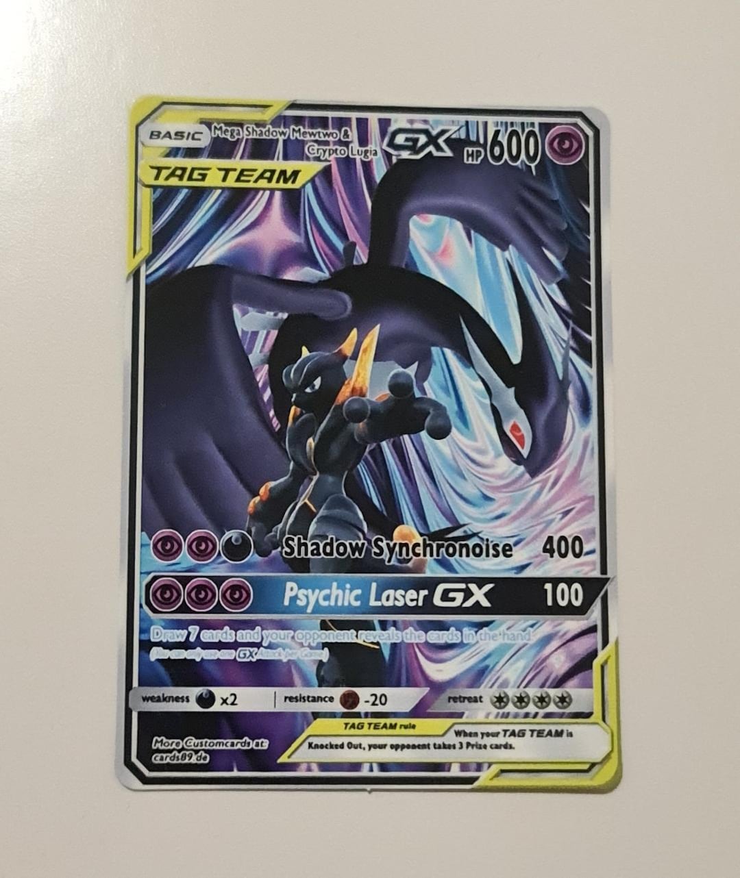Shadow Mewtwo and Shadow Lugia Tag Team - Non Holo Pokemon Custom Card ...