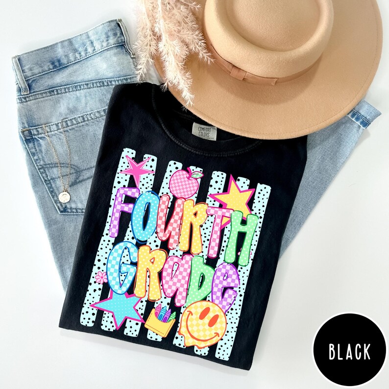 Comfort Colors® Fourth Grade Teacher Shirt, Striped Neon Back to School ...