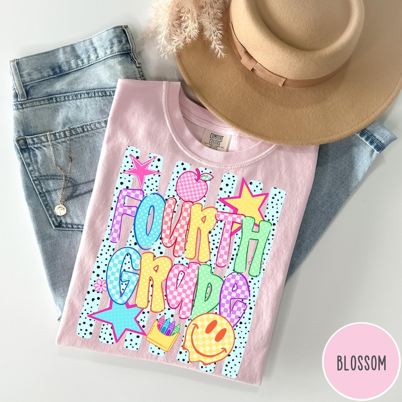 Comfort Colors® Fourth Grade Teacher Shirt, Striped Neon Back to School ...