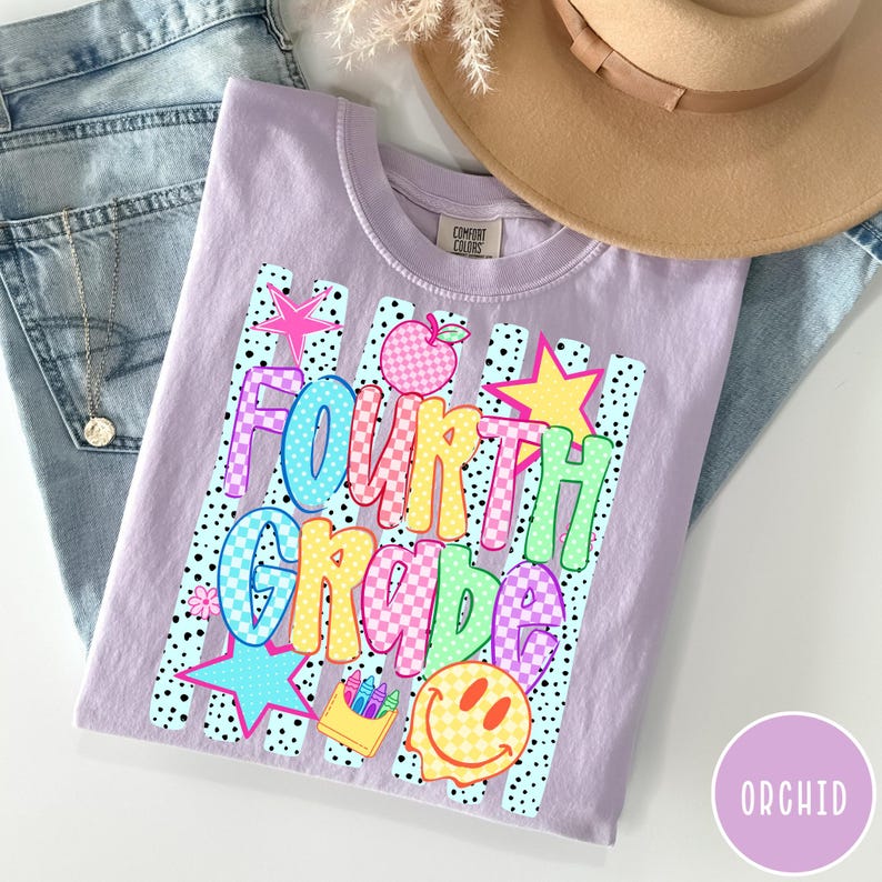 Comfort Colors® Fourth Grade Teacher Shirt, Striped Neon Back to School ...