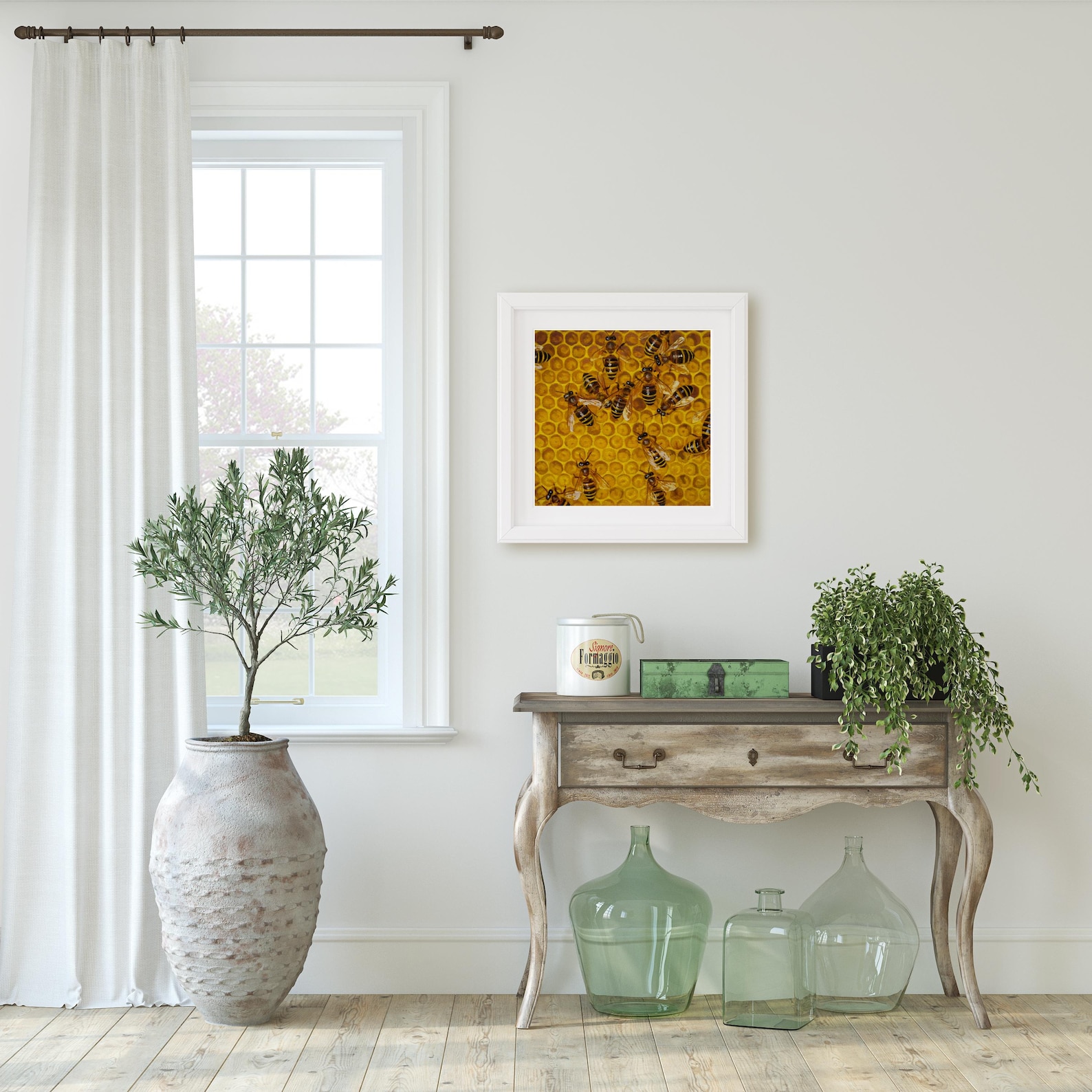 Beehive - Art Print From Original Oil Painting - Bee Lovers, Honey Comb ...
