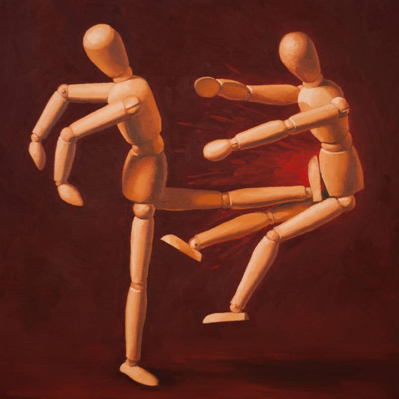Mannequin Fight Club Art Print From Oil Painting - Manikin Karate Art ...