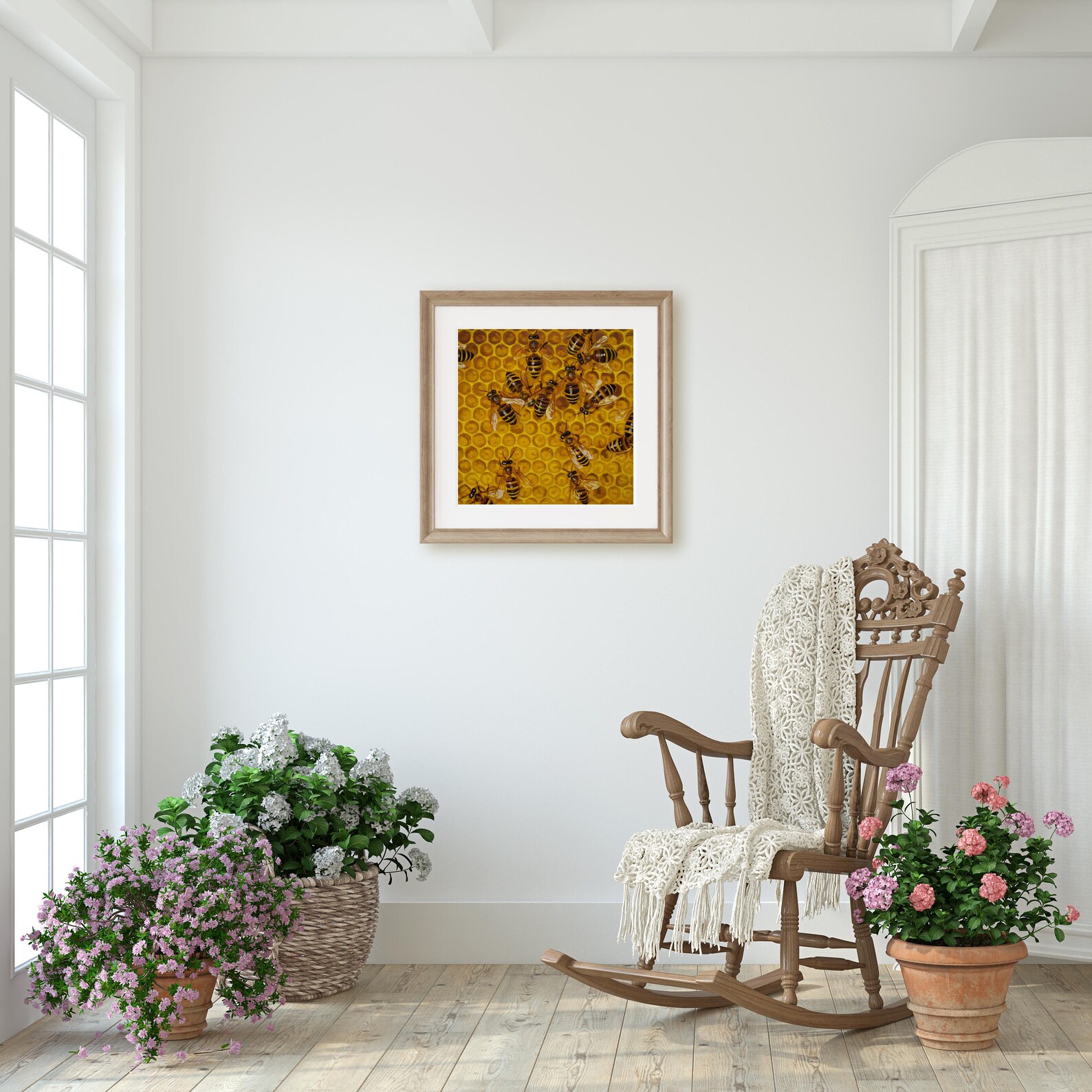 Beehive - Art Print From Original Oil Painting - Bee Lovers, Honey Comb ...