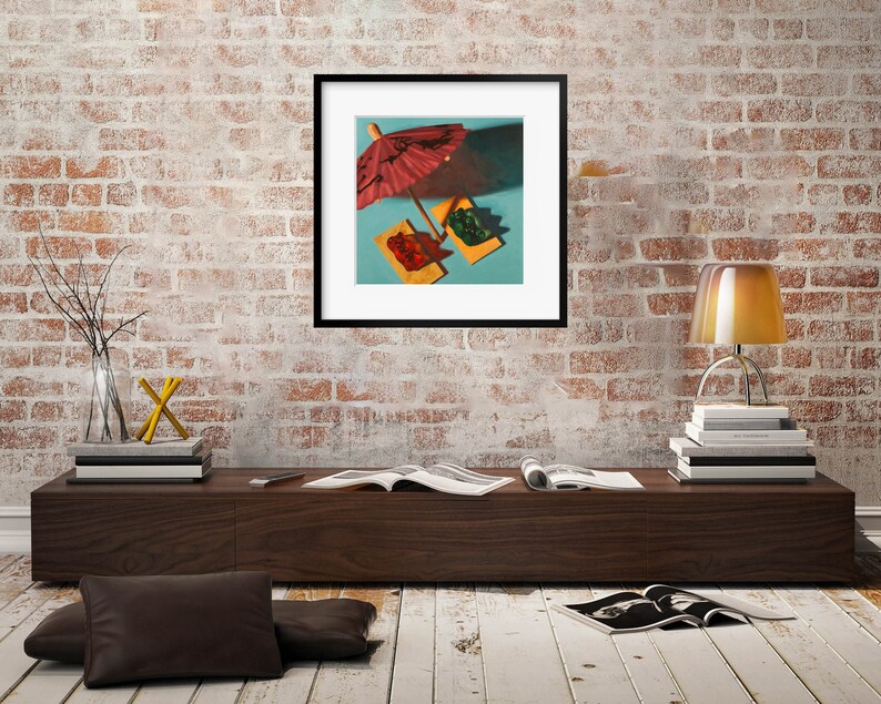 Gummy Bear Beach Bum Art Print From Oil Painting - Tropical Surf Art ...