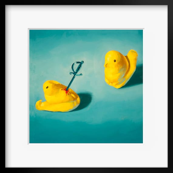 Creepy Cute Peeps Art Print From Oil Painting Funny Animal | Etsy